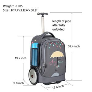 UNIKER Rolling Laptop Bag for 14 Inch Laptop,19 Inch Roller Bookbag for Girl Boy,Wheeled Computer Bag,Suitcase on Wheels,Trolley School Bag Grey,Schoolbag with Wheels