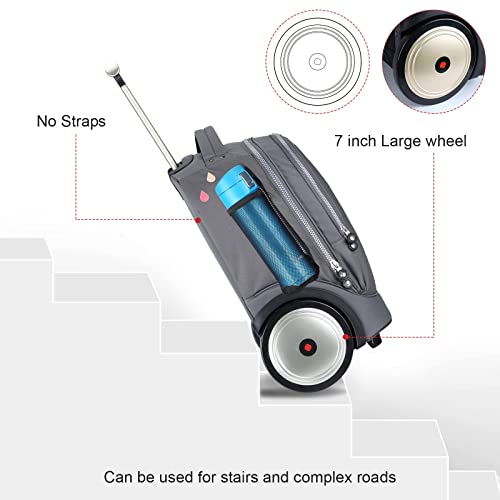 UNIKER Rolling Laptop Bag for 14 Inch Laptop,19 Inch Roller Bookbag for Girl Boy,Wheeled Computer Bag,Suitcase on Wheels,Trolley School Bag Grey,Schoolbag with Wheels