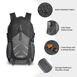 G4Free 30L Packable Hiking Backpack, Lightweight Foldable Daypack Water Resistant for Outdoor Hiking Traveling Camping(Black/Grey)