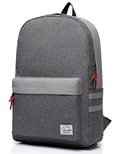 Laptop Backpack, Water Resistant High School Backpack in Gray by Vaschy fits up to 15 Inch Laptop