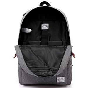 Laptop Backpack, Water Resistant High School Backpack in Gray by Vaschy fits up to 15 Inch Laptop