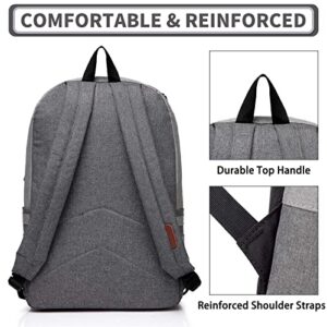 Laptop Backpack, Water Resistant High School Backpack in Gray by Vaschy fits up to 15 Inch Laptop