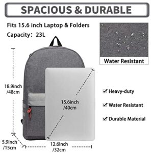 Laptop Backpack, Water Resistant High School Backpack in Gray by Vaschy fits up to 15 Inch Laptop