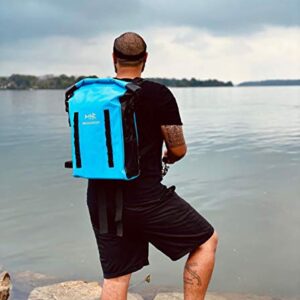 BASSDASH Waterproof TPU Backpack 24L Roll-Top Dry Bag with Rod Holder for Fishing, Hiking, Camping, Kayaking, Rafting