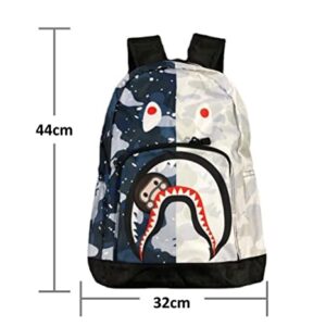 Fashion Shark Teeth Camo Backpack Laptop Backpack Big Capacity Bookbag Camouflage Pattern Backpack For Boys Girls