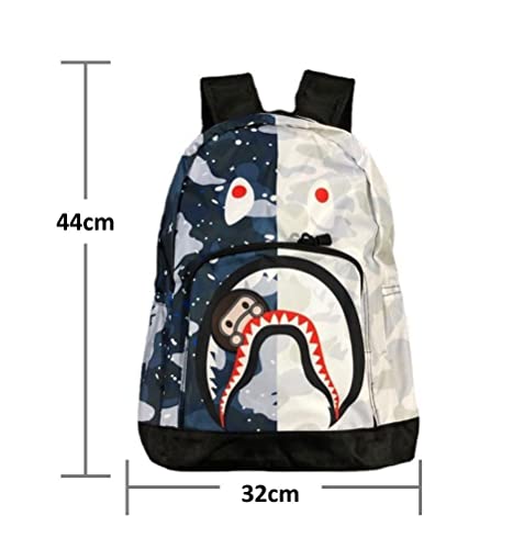 Fashion Shark Teeth Camo Backpack Laptop Backpack Big Capacity Bookbag Camouflage Pattern Backpack For Boys Girls