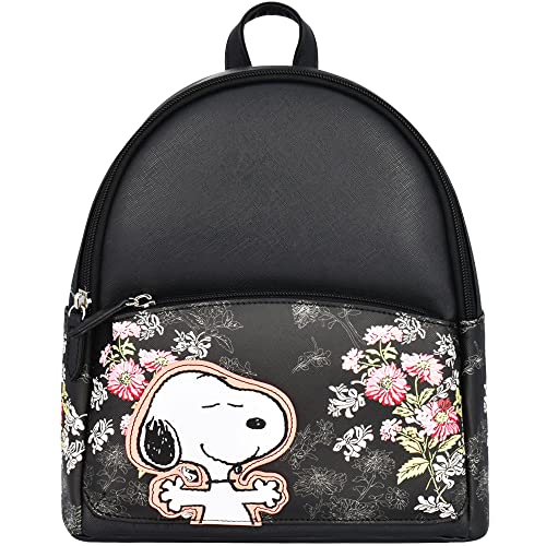 Concept One Peanuts Snoopy Mini Backpack, Small Bookbag, Black