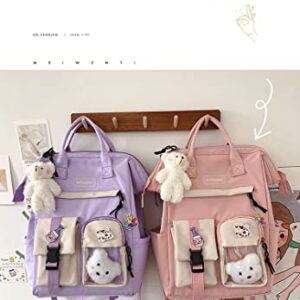 JIELAFIC Kawaii Backpack for School,kawaii Backpack with Kawaii Pin and Accessories Cute Bookbags for Teen Girls (Purple5)