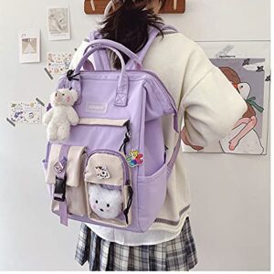 JIELAFIC Kawaii Backpack for School,kawaii Backpack with Kawaii Pin and Accessories Cute Bookbags for Teen Girls (Purple5)