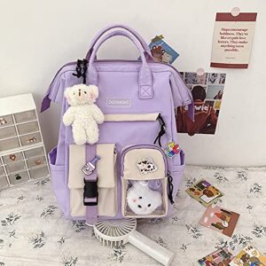 JIELAFIC Kawaii Backpack for School,kawaii Backpack with Kawaii Pin and Accessories Cute Bookbags for Teen Girls (Purple5)