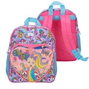 ai accessory innovations jojo siwa mini backpack purse for girls, confetti heart shaped pocket, unicorn print, 12” bookbag w/adjustable straps