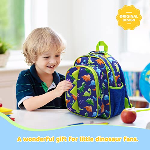 WAWSAM Watercolor Dinosaur Toddler Backpack - Mini Backpack for Baby Boys Kids Preschool School Kindergarten Nursery with Dinosaur Horn Kids Schoolbag for Hiking Travel Book Bags