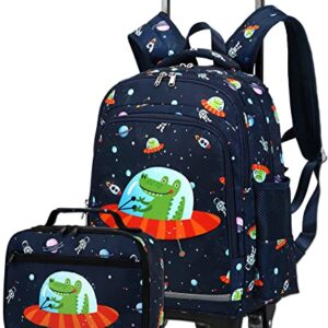 CAMTOP Rolling Backpack With Matching Lunch Bag Kids Luggage Carry On Girls Boys School Bookbags Wheeled Backpack Set