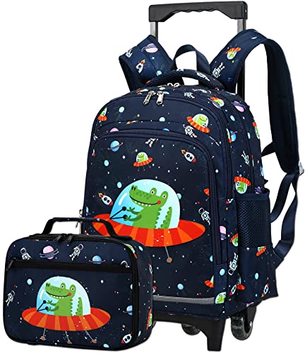 CAMTOP Rolling Backpack With Matching Lunch Bag Kids Luggage Carry On Girls Boys School Bookbags Wheeled Backpack Set