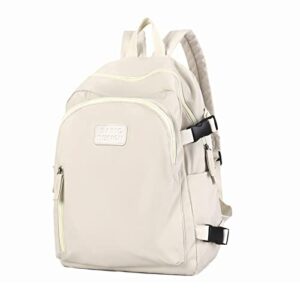 KEYEMP Small Backpack for Womens, Cute School Bag for Teen Girls College Middle High Elementary School Students Aesthetic Casual Daypack Simple Basics 14 inch Bookbag Laptop,White