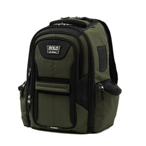 travelpro bold lightweight laptop backpack, olive green/black, one size