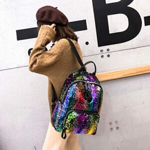 Girls Sequin Backpack Kids Rainbow Reversible Flip Casual Bag Cute School Dance Class Lightweight Satchel for Toddler Teen Women Mermaid