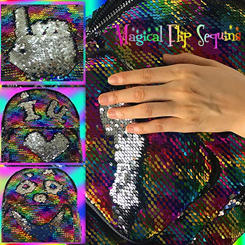 Girls Sequin Backpack Kids Rainbow Reversible Flip Casual Bag Cute School Dance Class Lightweight Satchel for Toddler Teen Women Mermaid