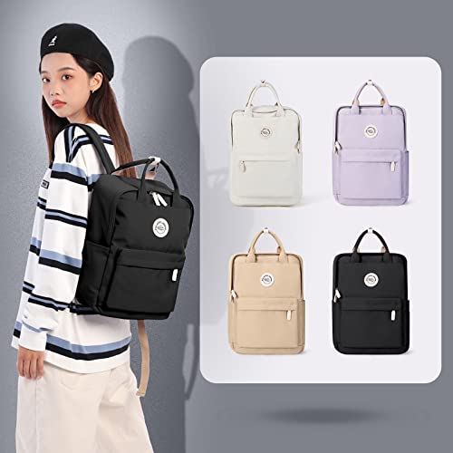 School Backpack Waterproof Simple Black Bookbag College High School Bags For Girls Boys Lightweight Travel Rucksack Casual Daypack Laptop Backpacks For Women