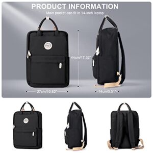 School Backpack Waterproof Simple Black Bookbag College High School Bags For Girls Boys Lightweight Travel Rucksack Casual Daypack Laptop Backpacks For Women