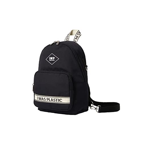 Eco Friendly Mini Backpack In Black, Made With Durable Recyled Polyester Fabric Ideal Back Pack For Laptop Or As A School Backpack IWP I WAS PLASTIC