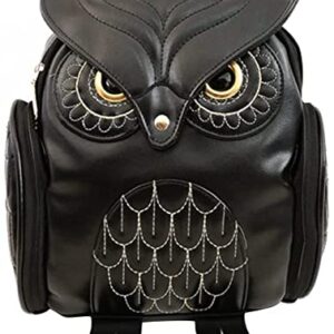 HYY Black Girls PU Leather Owl Cartoon Backpack Fashion Casual Satchel School Purse