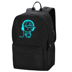 SAMIT Anime Luminous Backpack with USB Charging Port & Anti Theft Lock &Pencil Case Daypack Laptop Backpack