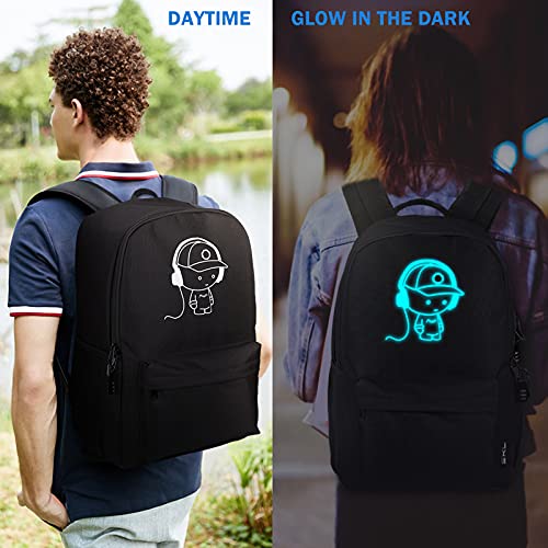 SAMIT Anime Luminous Backpack with USB Charging Port & Anti Theft Lock &Pencil Case Daypack Laptop Backpack