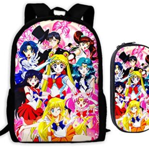 Sulikehz 2PCS Anime Backpack Cartoon Laptop Backpack Travel Daypack M2