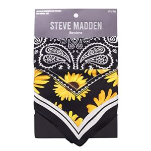 steve madden mens steve madden 2 piece pack bandana, black, one size fits most us