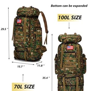 100L Hiking Camping Backpack Tactical Backpack for Men Large Survival Hunting Waterproof Backpack Molle Rucksack Military Camping Backpacking Daypack