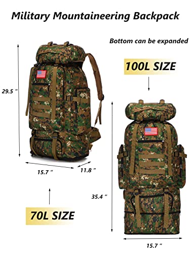 100L Hiking Camping Backpack Tactical Backpack for Men Large Survival Hunting Waterproof Backpack Molle Rucksack Military Camping Backpacking Daypack