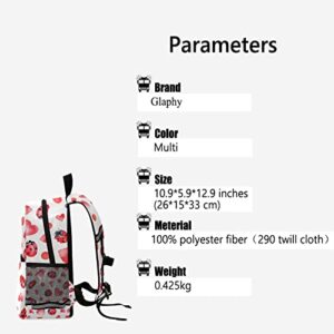 Glaphy Ladybug Hearts Kids Backpack for Boys Girls, Kindergarten Elementary Toddler Backpack with Reflective Stripes, Preschool Bookbags with Chest Strap