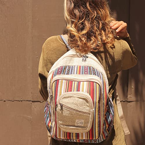 Core Hemp Boho Backpack - Handmade School Backpack - Lightweight Travel Bag