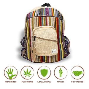 Core Hemp Boho Backpack - Handmade School Backpack - Lightweight Travel Bag