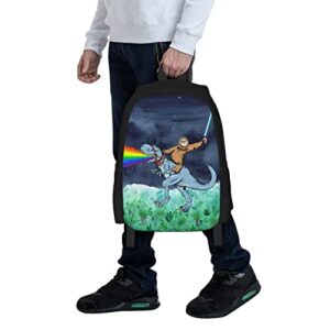 UIACOM Sloth Ride Dinosaur School Backpack Colorful Rainbow Bookbag for Teens Kids Boys Girls, Large 17 inch Elementary Junior High University School Bag, Casual Travel Daypack Backpack