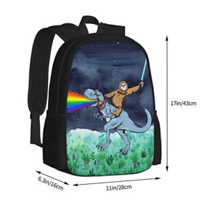 UIACOM Sloth Ride Dinosaur School Backpack Colorful Rainbow Bookbag for Teens Kids Boys Girls, Large 17 inch Elementary Junior High University School Bag, Casual Travel Daypack Backpack