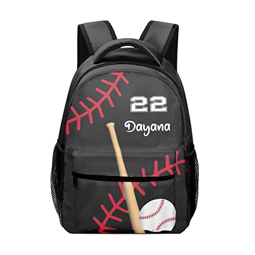 XOZOTY Ball Baseball Number Custom Name Boys and Girls Daily Bag Multi-Function Casual Sport Backpack