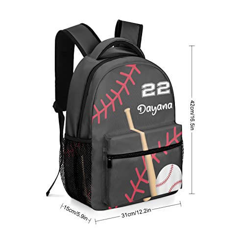 XOZOTY Ball Baseball Number Custom Name Boys and Girls Daily Bag Multi-Function Casual Sport Backpack