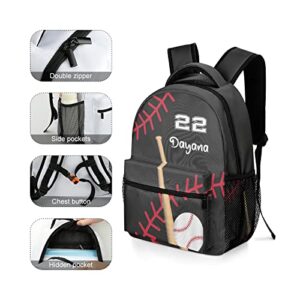 XOZOTY Ball Baseball Number Custom Name Boys and Girls Daily Bag Multi-Function Casual Sport Backpack