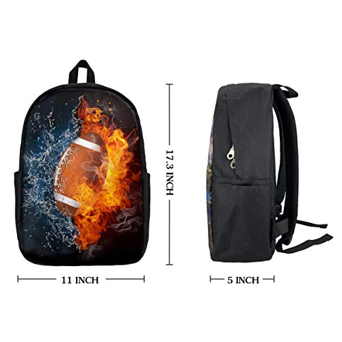 Ice Fire American Football Unique Outdoor Shoulders Bag Fabric Backpack Multipurpose Daypacks for Adult