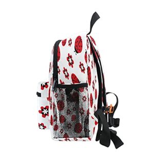 Cute Animal Ladybugs Flower Kids Backpack Boys Girls Toddler Bookbag for Elementary School Kindergarten Preschool Children Travel With Chest Strap