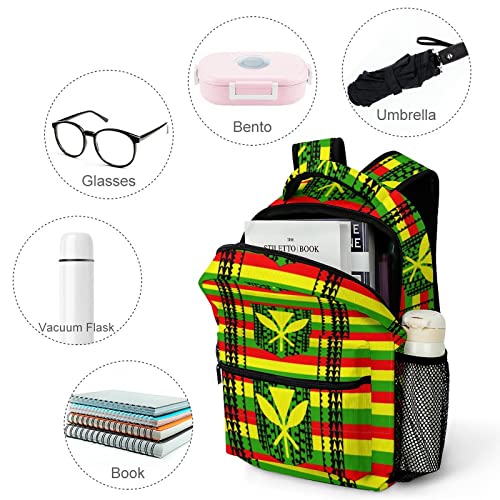 Tribal Kanaka Maoli Flag Kids Backpack Printed Shoulders Bookbag Travel Outdoors for Men Women