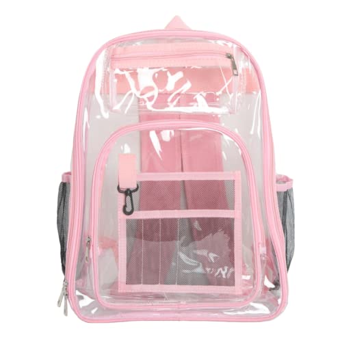 HUIHSVHA Clear Backpack, Heavy Duty PVC See Through Transparent Bag Boys Girls Bookbags for Travel School College Work