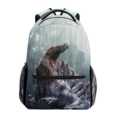 Brighter Spinosaurus Dinosaur With Tropical Storm Backpack Students Shoulder Bags Travel Bag College School Backpacks for Men and Women