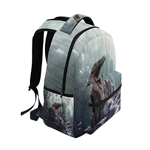 Brighter Spinosaurus Dinosaur With Tropical Storm Backpack Students Shoulder Bags Travel Bag College School Backpacks for Men and Women