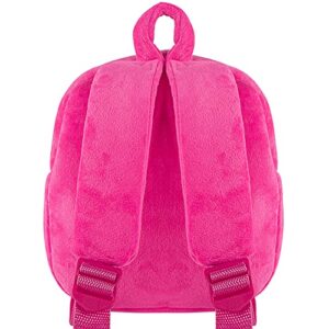 Kids Toddler Backpack Baby Girl Backpack with Stuffed Bunny Mini Plush Toys for Toddler Girls Gifts 2 3 4 5 6 Years Old Easter Gift Little Doll Stuffed Animal Rabbit Plushie Schoolbag Rose Red 9.8''