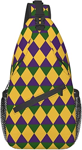 Mardi Gras Colors Crossbody Sling Backpack Sling Bag Travel Hiking Chest Bag Daypack