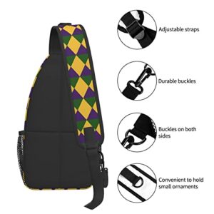 Mardi Gras Colors Crossbody Sling Backpack Sling Bag Travel Hiking Chest Bag Daypack