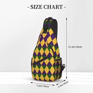 Mardi Gras Colors Crossbody Sling Backpack Sling Bag Travel Hiking Chest Bag Daypack